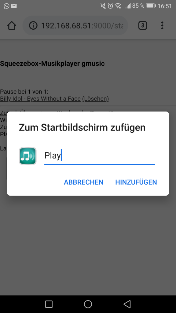 Create Android Shortcuts for Max2Play Commands - Max2Play