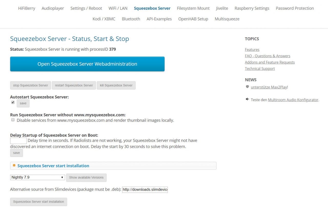 HowTo – Install Squeezebox Server and Add New Plugins - Max2Play